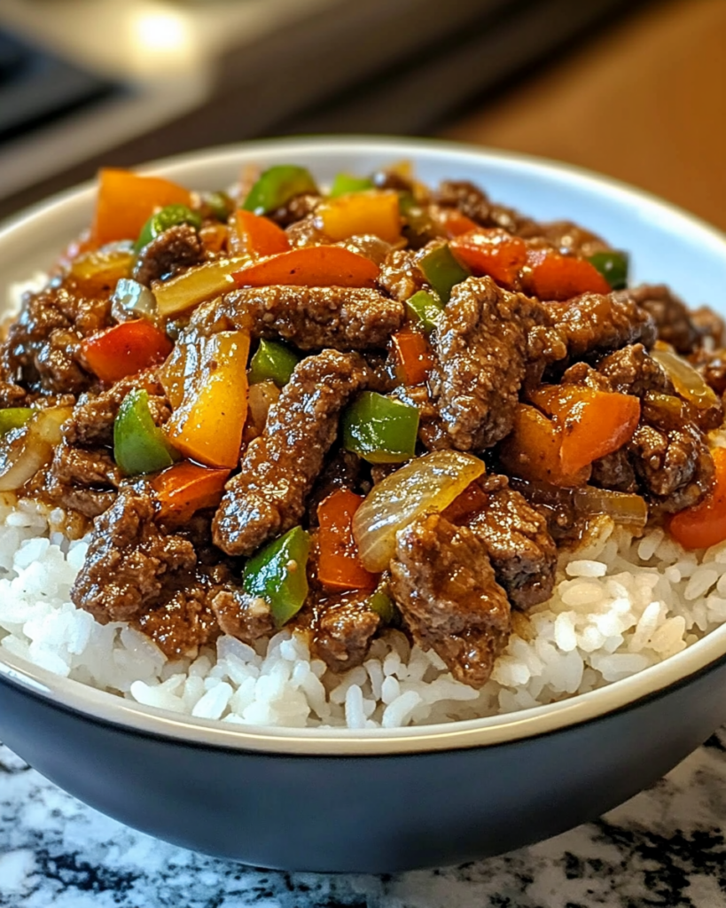 Beef and Pepper Rice Bowl - Cooking Circuit